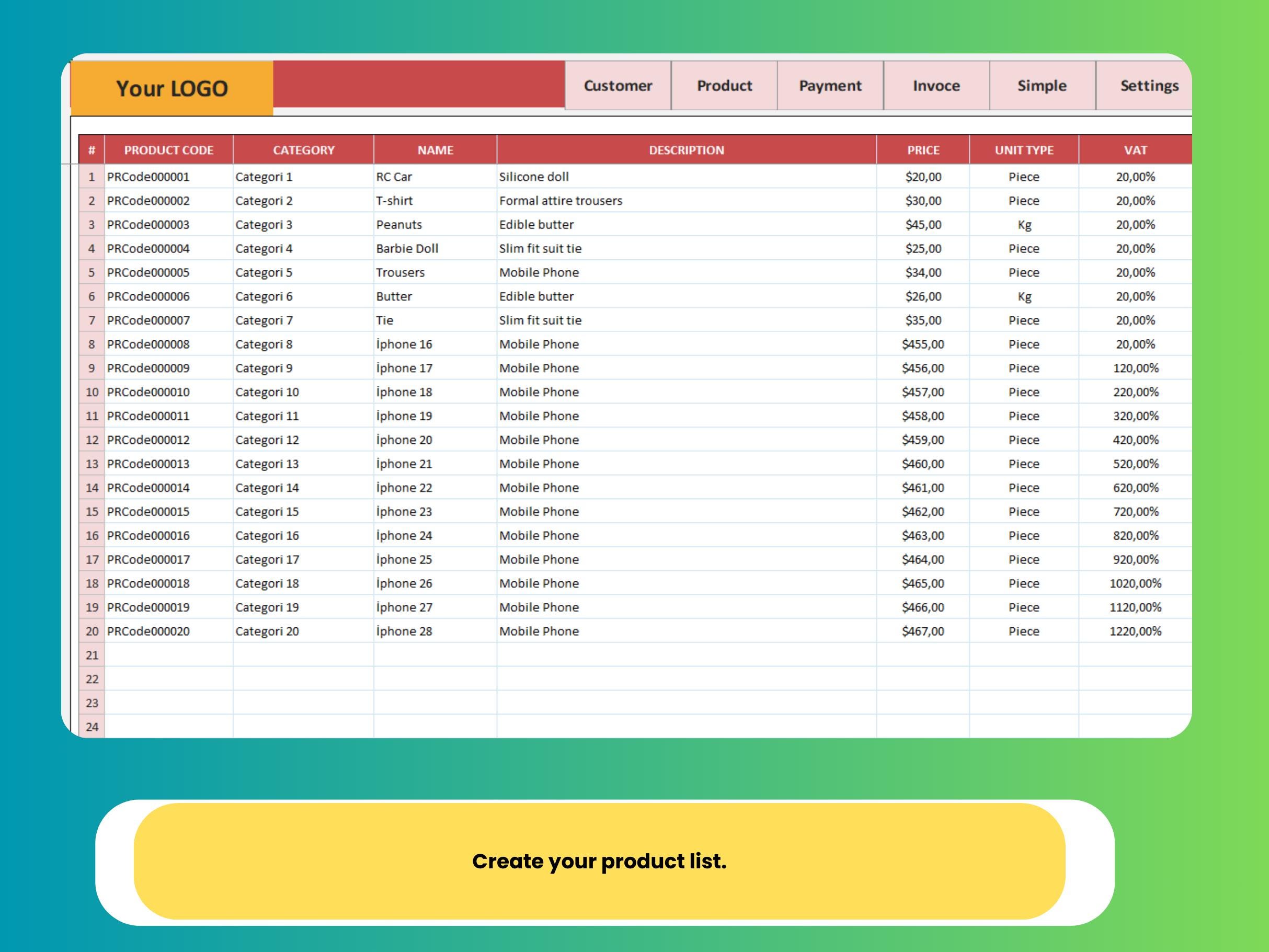 Proforma Invoice Excel Template for Professional Billing and Estimate ...