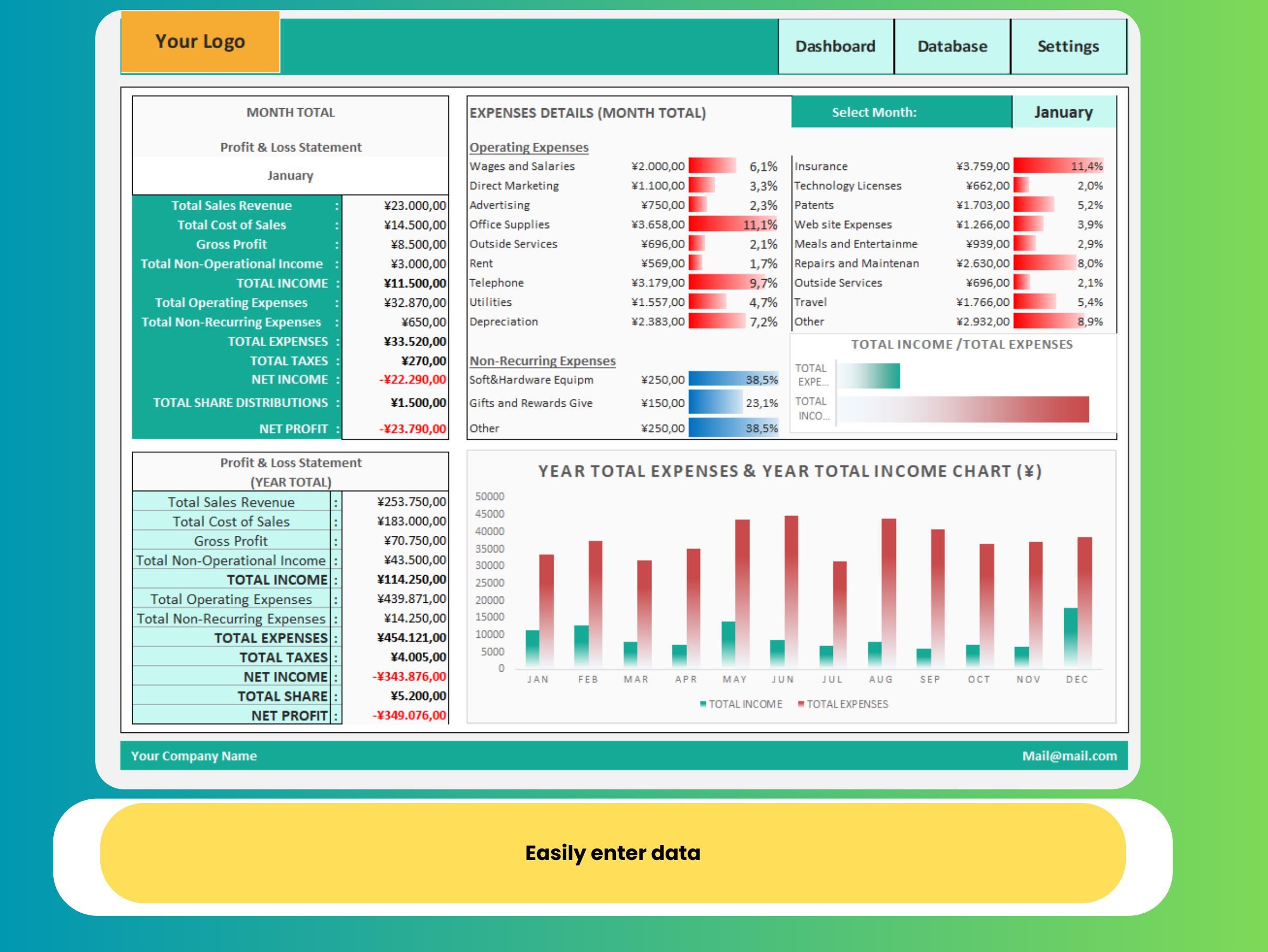 Profit and Loss Statement Template: Editable Excel Income Tracker ...