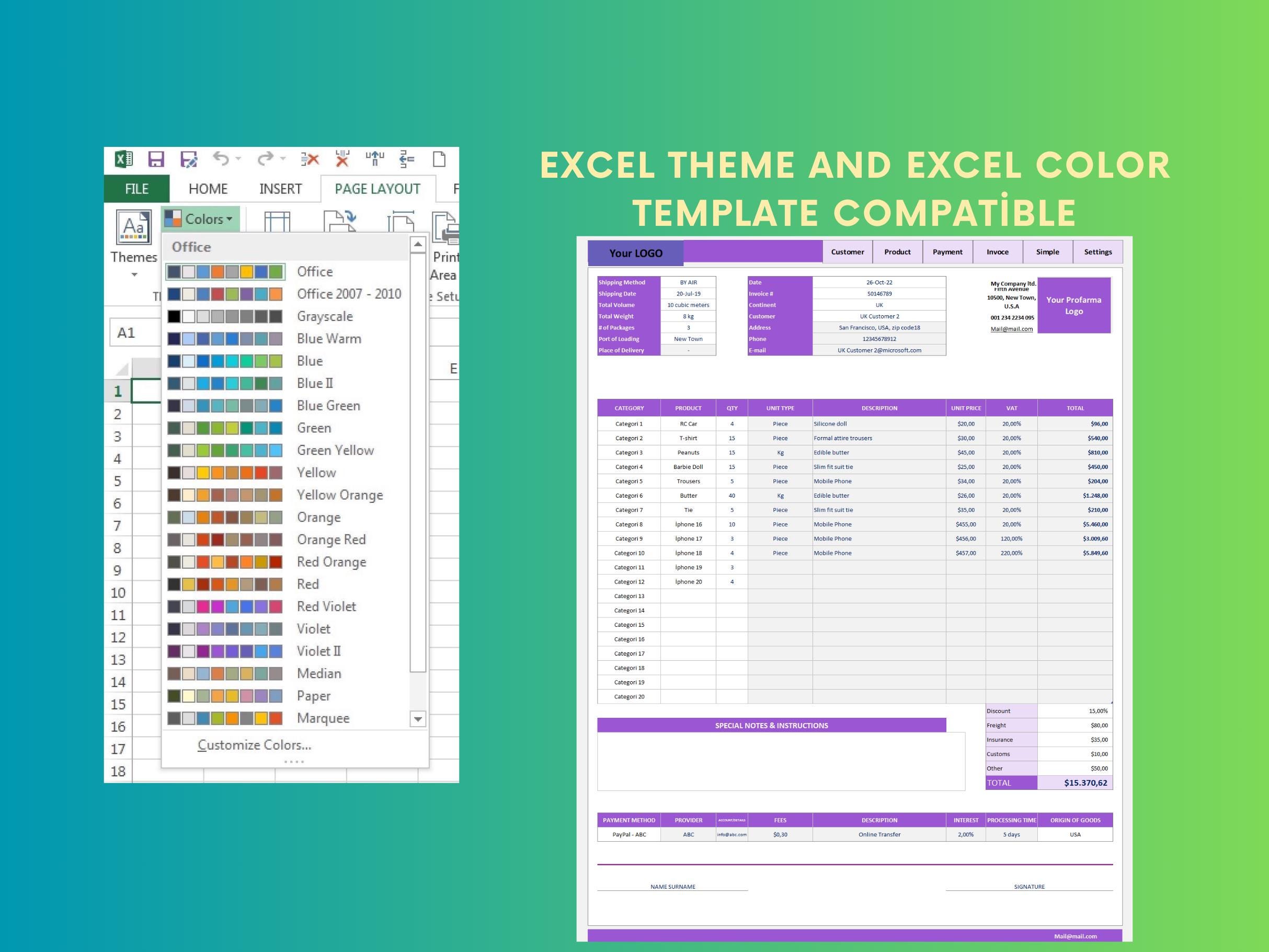Proforma Invoice Excel Template for Professional Billing and Estimate ...