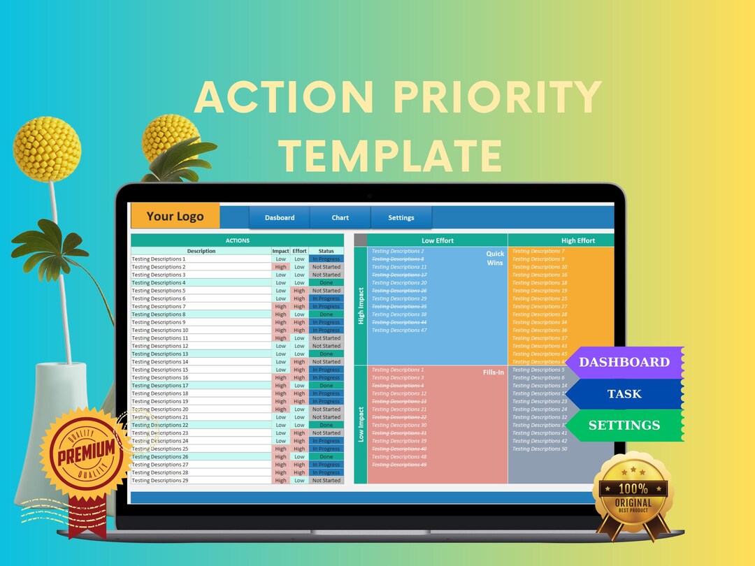Action Priority Matrix Excel Template: Task Tracker (digital Download ...