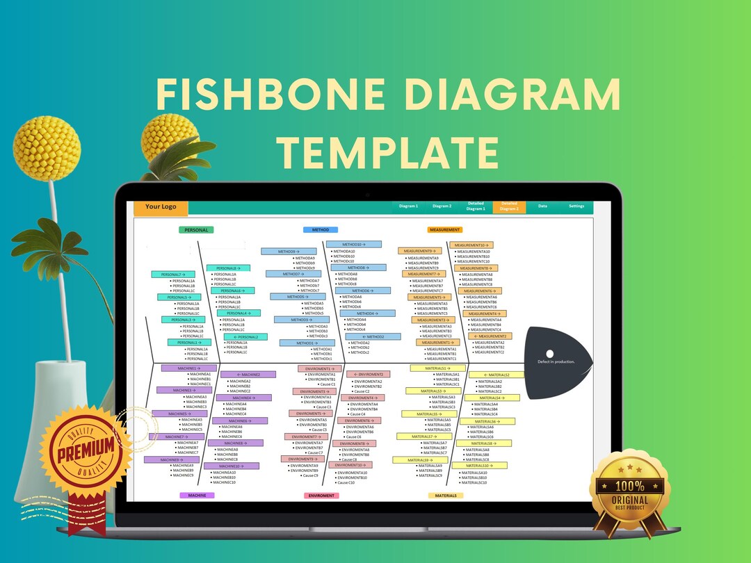 Fishbone Diagram Excel Template, Ishikawa Diagram Tool, Root Cause ...