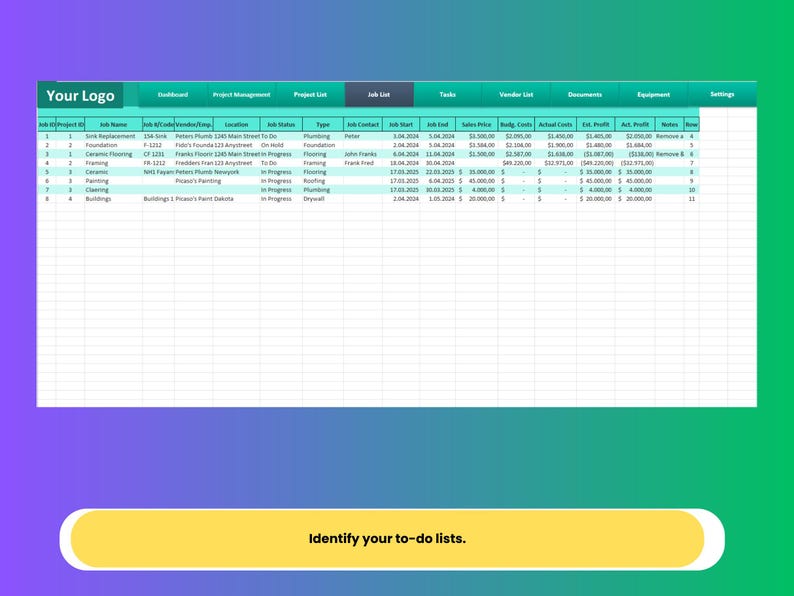 Construction Project Management Excel Template: Budget & Task Tracker ...