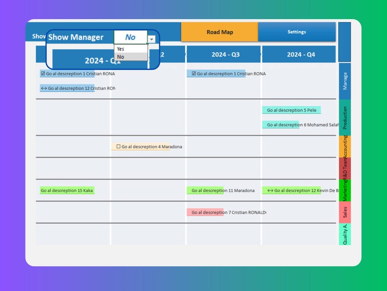Roadmap Excel Template, Business Planner, Roadmap Tracker. Product ...