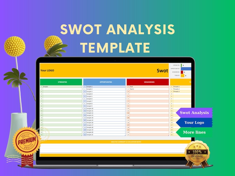 SWOT Analysis Excel Template: Business Strategic Planning (printable ...