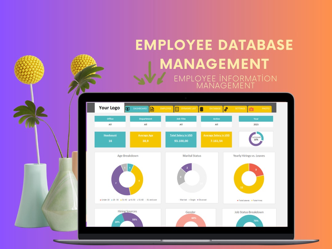 Excel Employee Database Template: HR Management & Tracker - Etsy