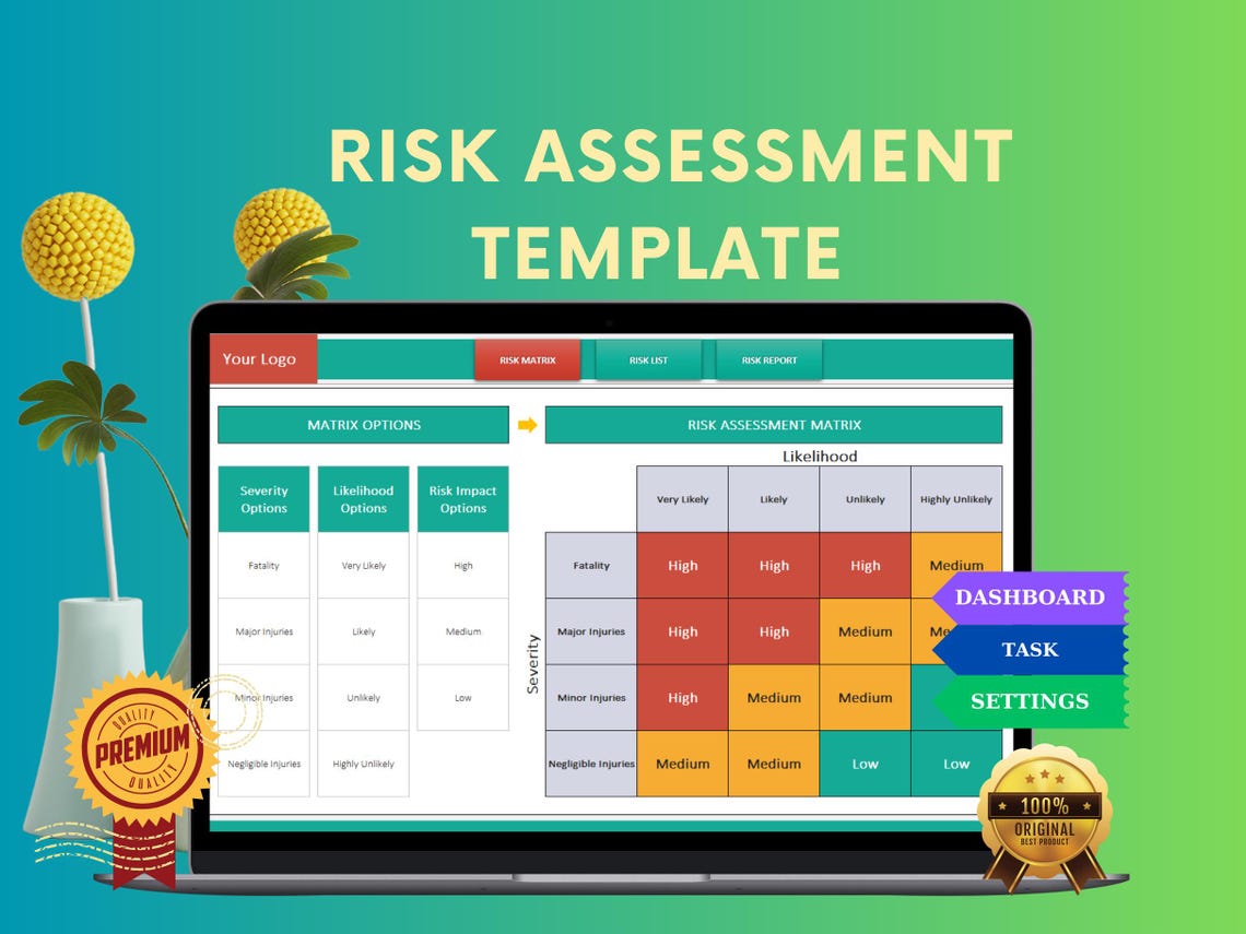 Risks Assessment Excel Template Etsy