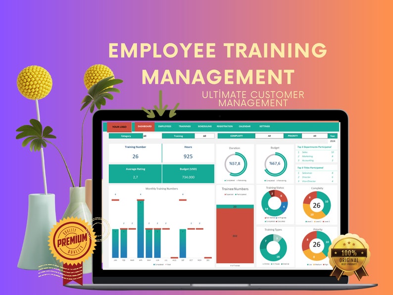 Employee Training Management Template: Excel Dashboard - Etsy