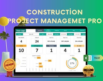 Construction Project Management Excel Template: Task Tracker (digital ...