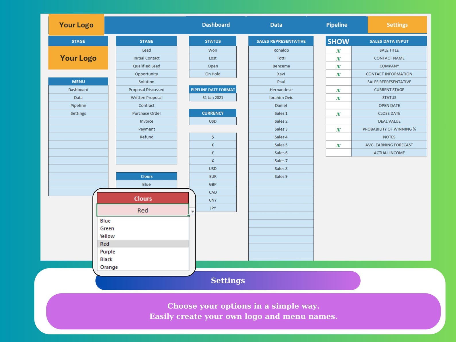 Sales Pipeline Excel Template for Managing Leads, Opportunities ...