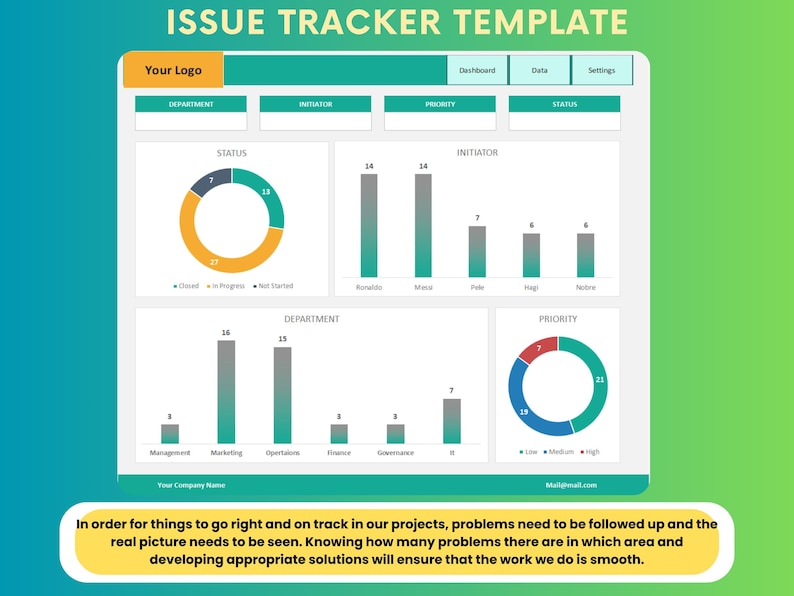 Issue Tracker Excel Template: Task & Bug Management, Project Workflow ...