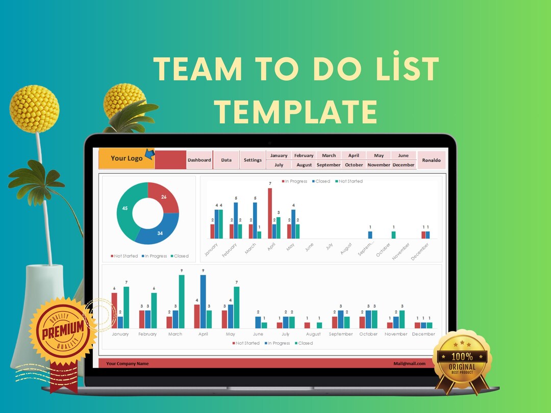 Team to Do List Excel Template, Editable Task Management Sheet, Project ...