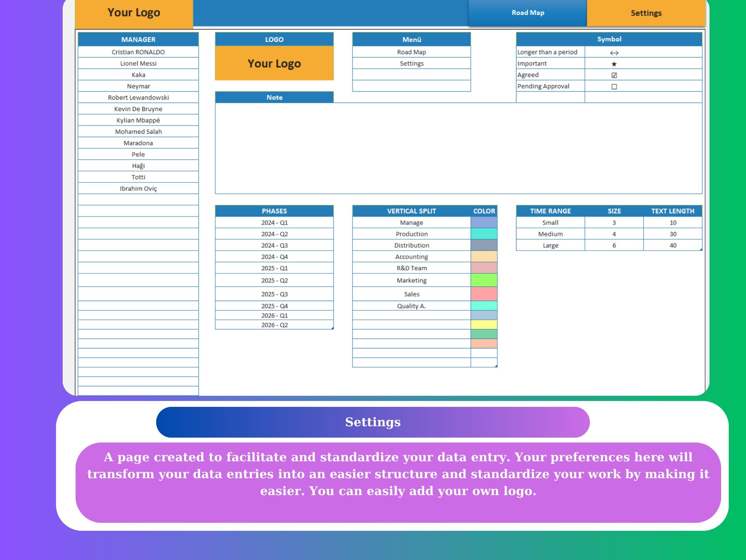 Roadmap Excel Template, Business Planner, Roadmap Tracker. Product Planner, Roadmap Diagram ...