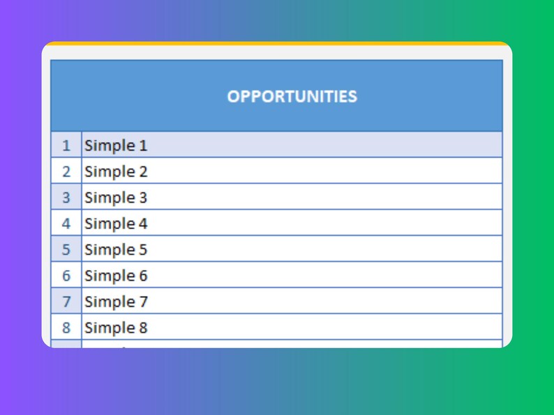 SWOT Analysis Excel Template: Business Strategic Planning (printable ...