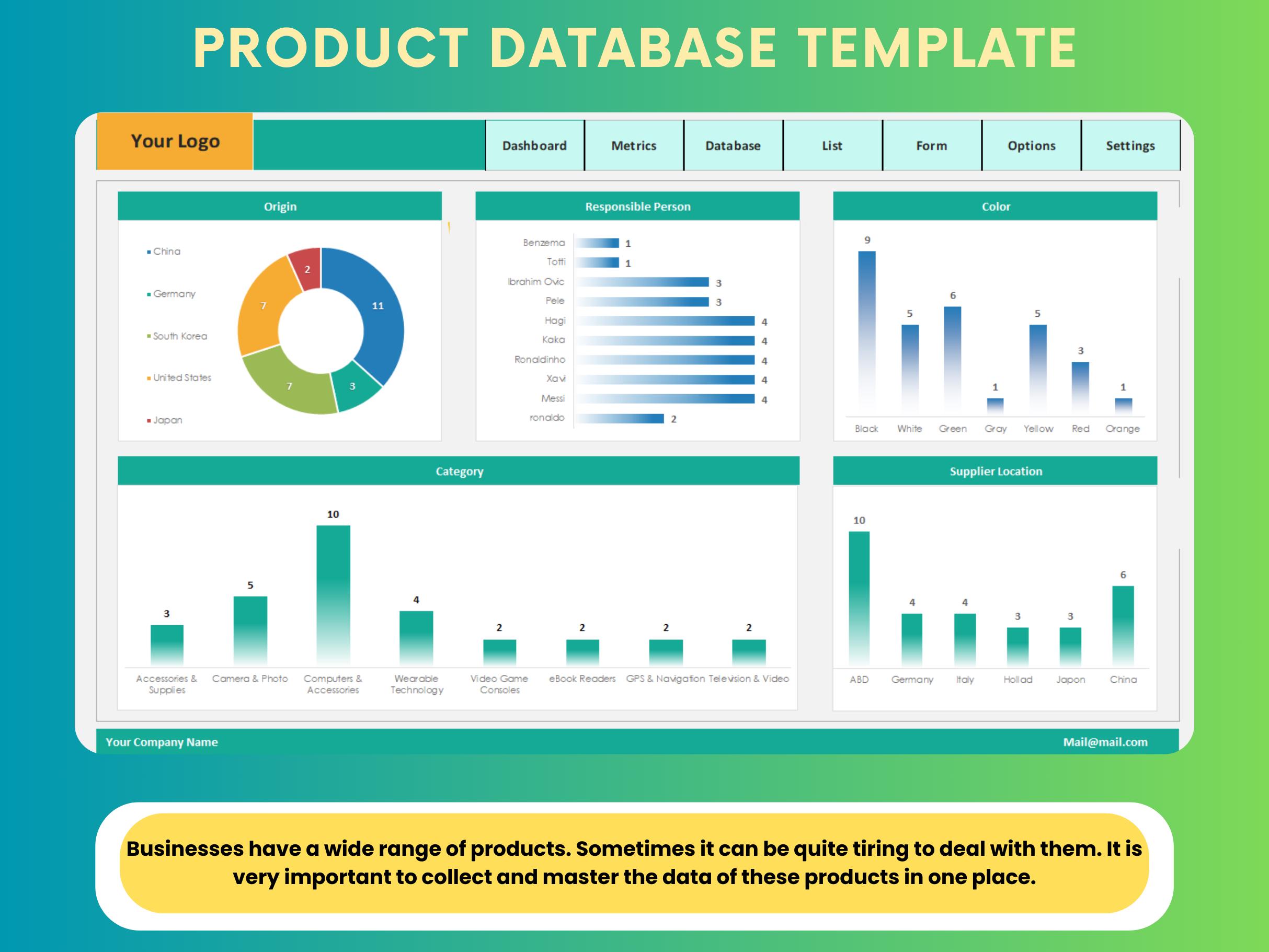 Editable Product Database Template: Excel Inventory Tracker (instant ...