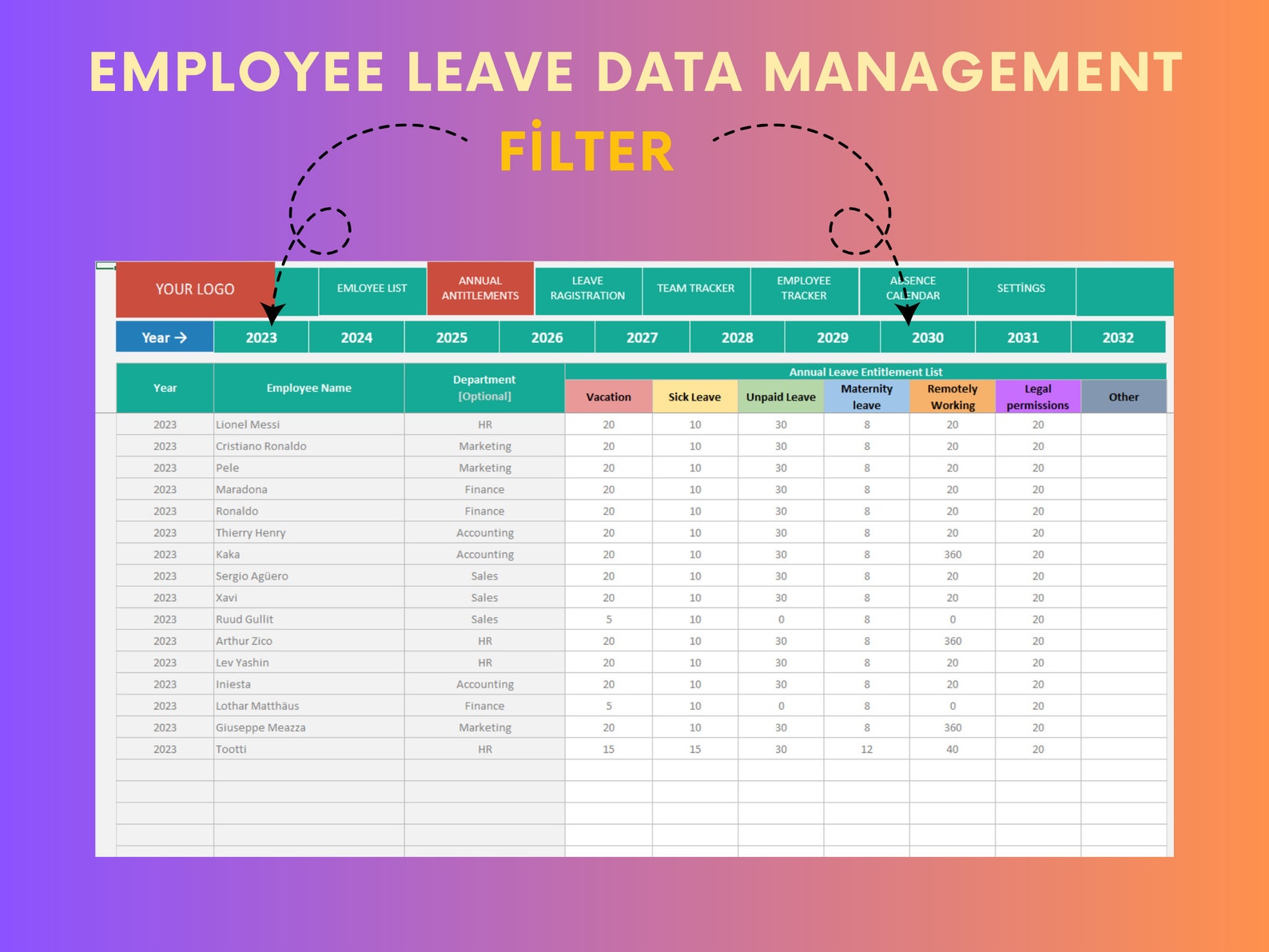 Employee Leave Tracker, Excel Employee Leave Management, Excel Leave ...