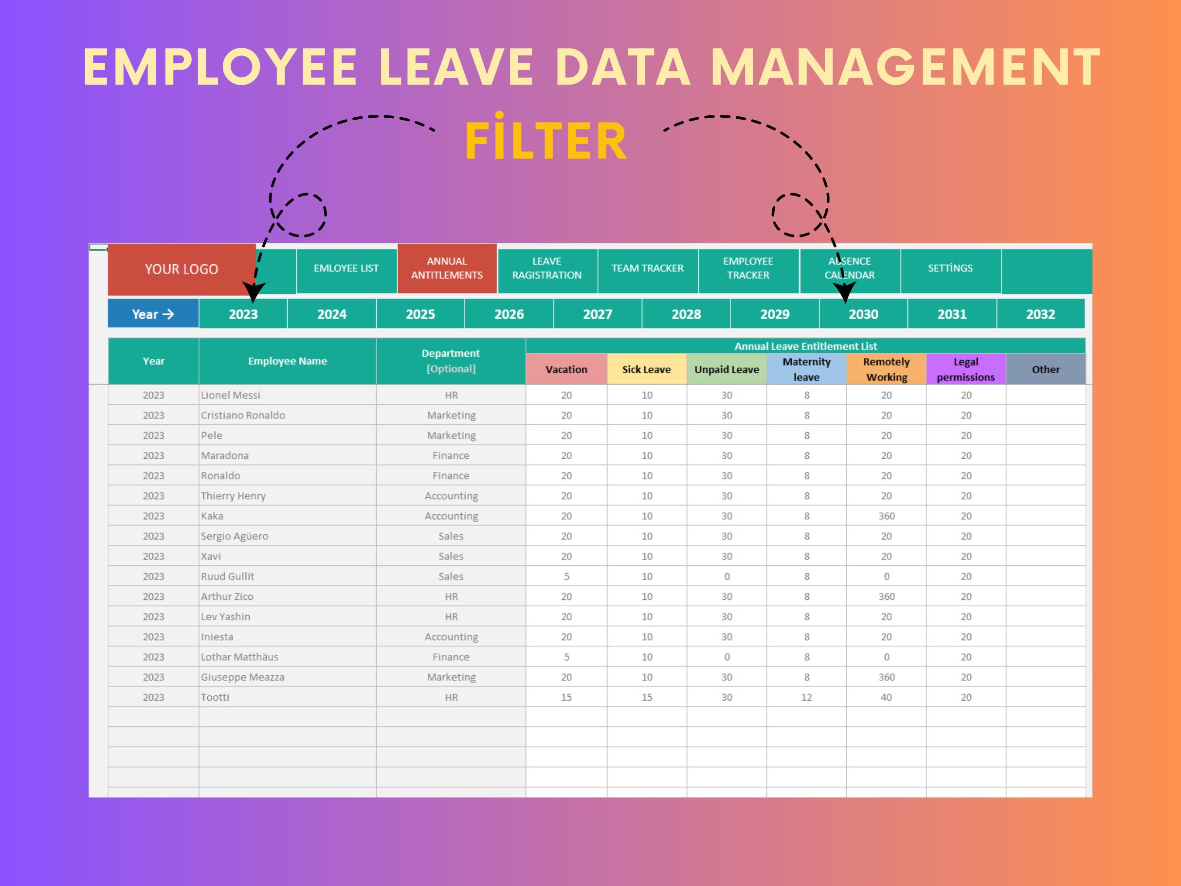 Employee Leave Tracker, Excel Employee Leave Management, Excel Leave ...