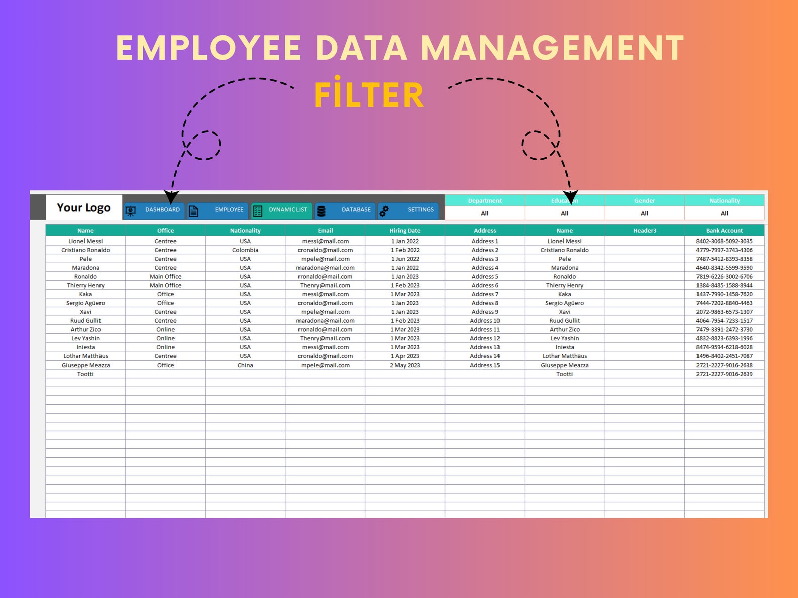 Excel Employee Database Template: HR Management & Tracker - Etsy