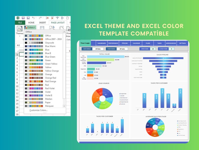 CRM Excel Template for Business Management, Customizable Spreadsheet ...
