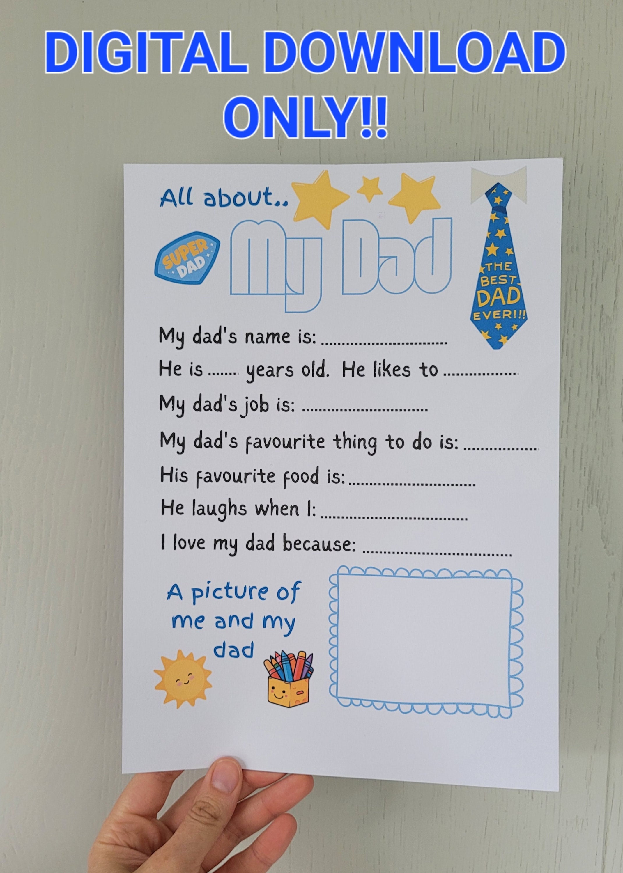 Printable A4 Page for Fathers Day Gift From Children Personal Interview ...
