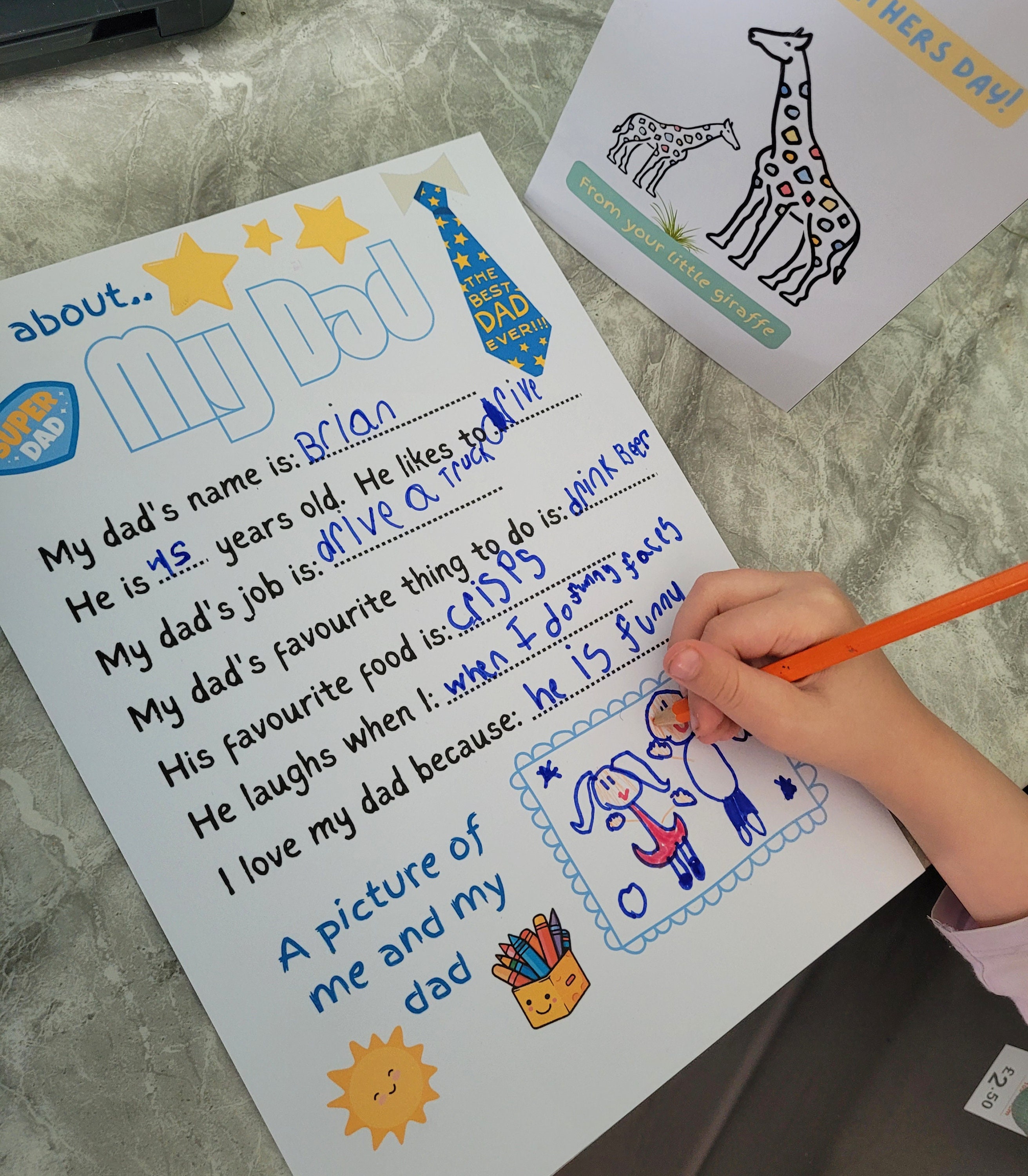 Printable A4 Page for Fathers Day Gift From Children Personal Interview ...