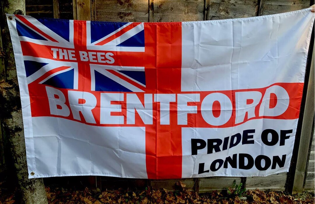 Brentford FC the Bees Football Flag 5ft by 3ft - Shirt Scarf Badge ...
