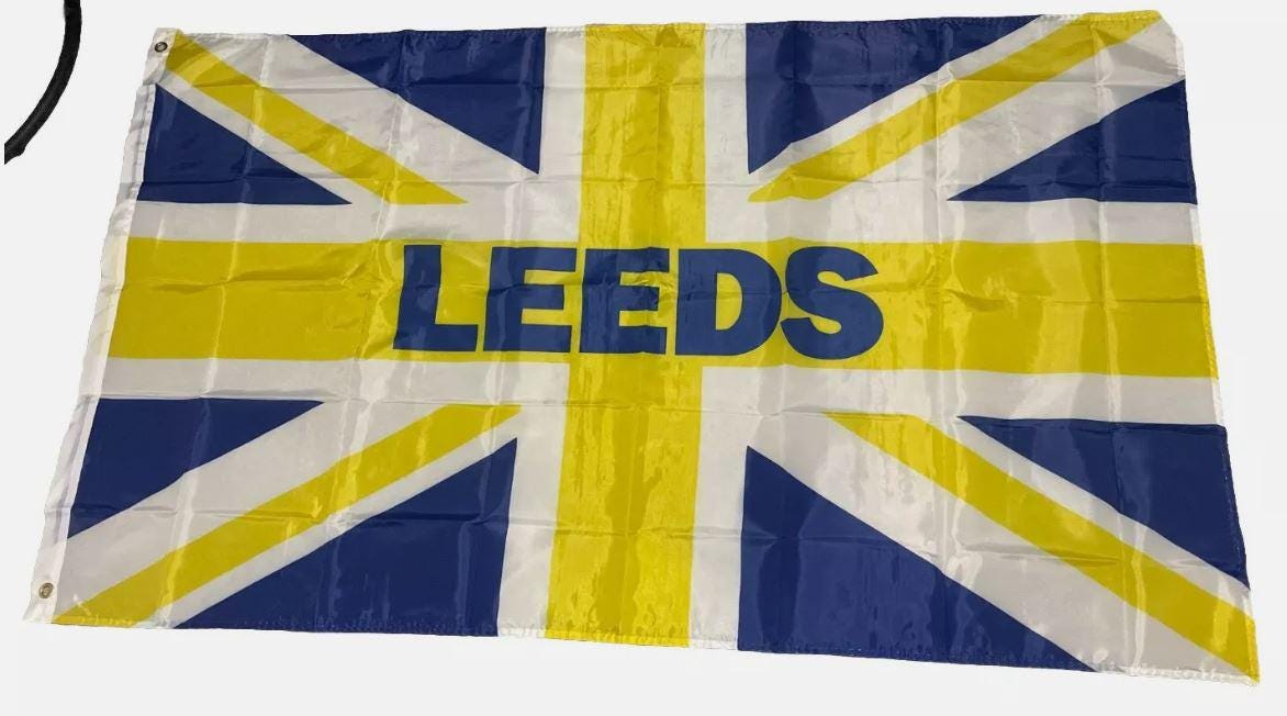 Leeds United Utd LUFC Flag 5ft by 3ft - Shirt Scarf Leeds Service Crew ...