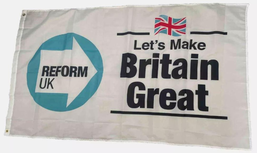 BRAND NEW Reform UK Great Britain Flag 5ft by 3ft Nigel Farage United ...
