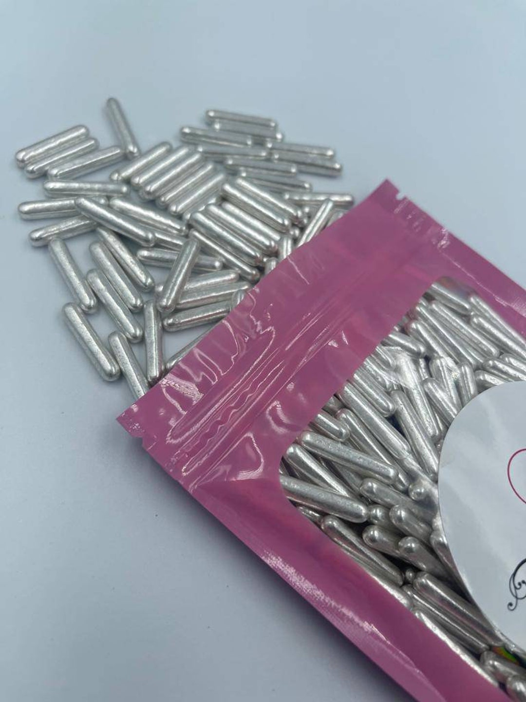 Metallic Silver Sprinkle Rods - Macaroni Dragees - Etsy