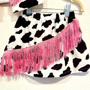 Girls Western Skirt and Vest Set Made With Black and White Cow Print ...
