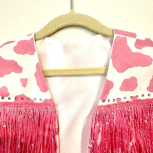 Pink and White Cowhide Print Cowgirl Costume With Pink Rhinestones and ...