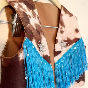 Vest Only! Cowgirl Vest in Brown Cowhide Print With Turquoise or Pink ...