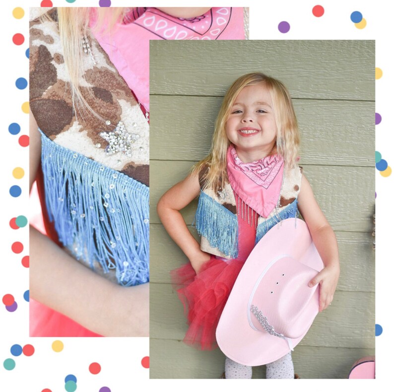 Vest Only! Cowgirl Vest in Brown Cowhide Print With Turquoise or Pink ...