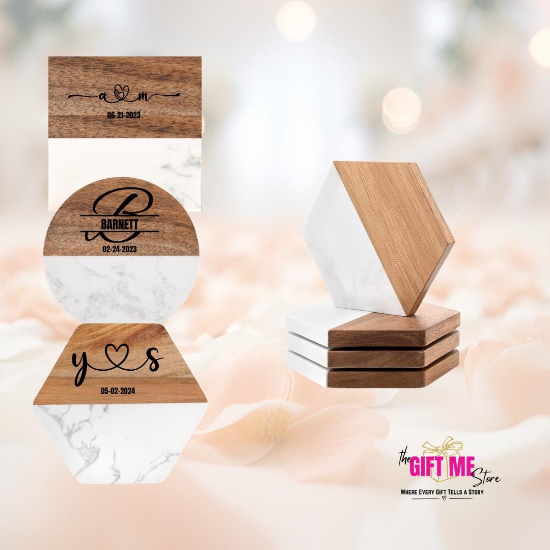 Marble Wood Coasters | Elegant Coasters | Set of 4 - Etsy