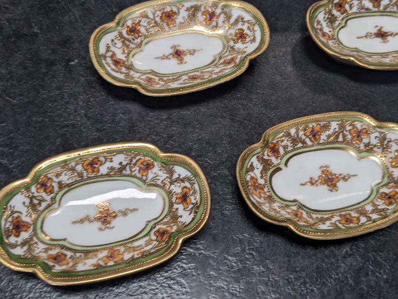 Nippon Moriage 9-piece Antique RC Nippon Hand Painted Dish Set Heavy ...