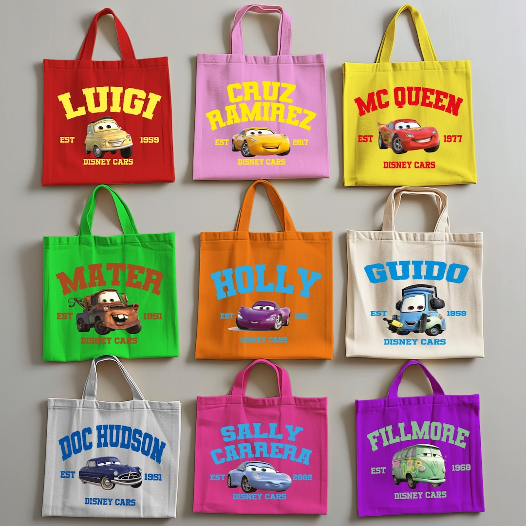 Disney Cars Tote Bag, Cars Family Group Bags, Cars Totes, Mc Queen and ...