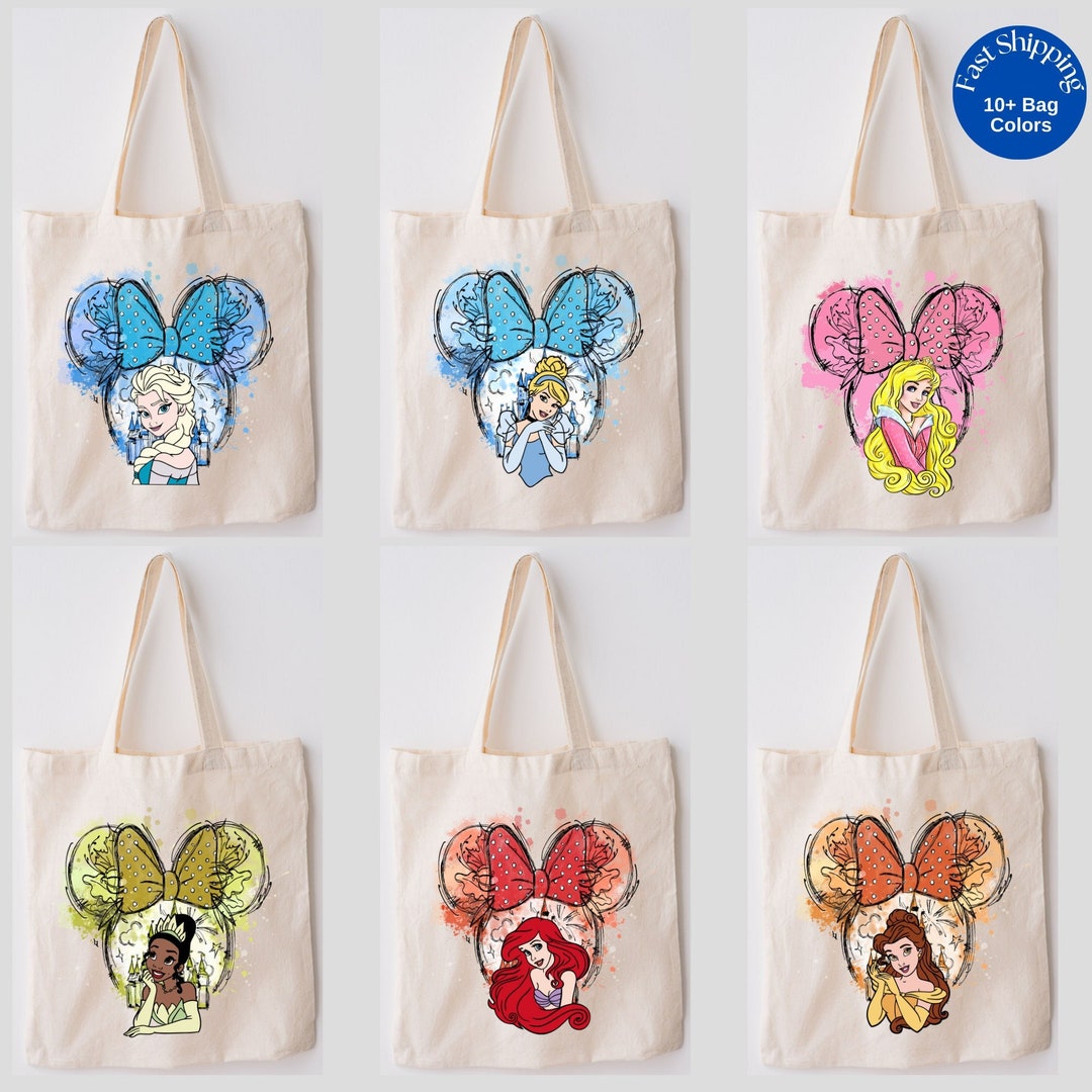 Disney Princess Group Tote Bags, Custom Disney Princess Canvas Bags ...