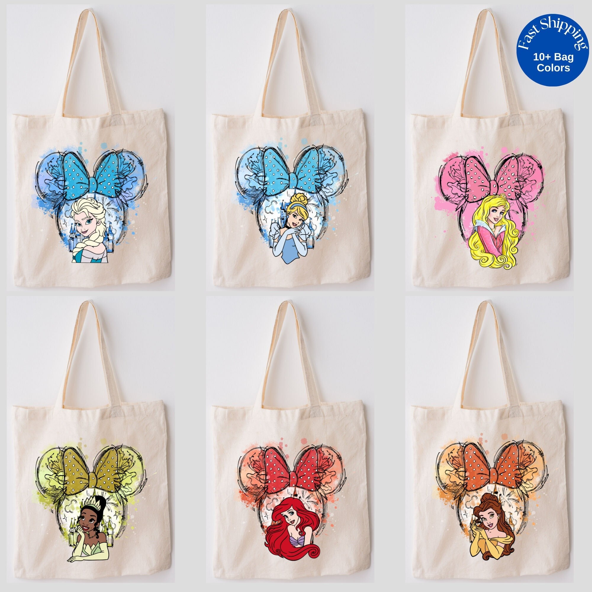 Disney Princess Group Tote Bags, Custom Disney Princess Canvas Bags ...
