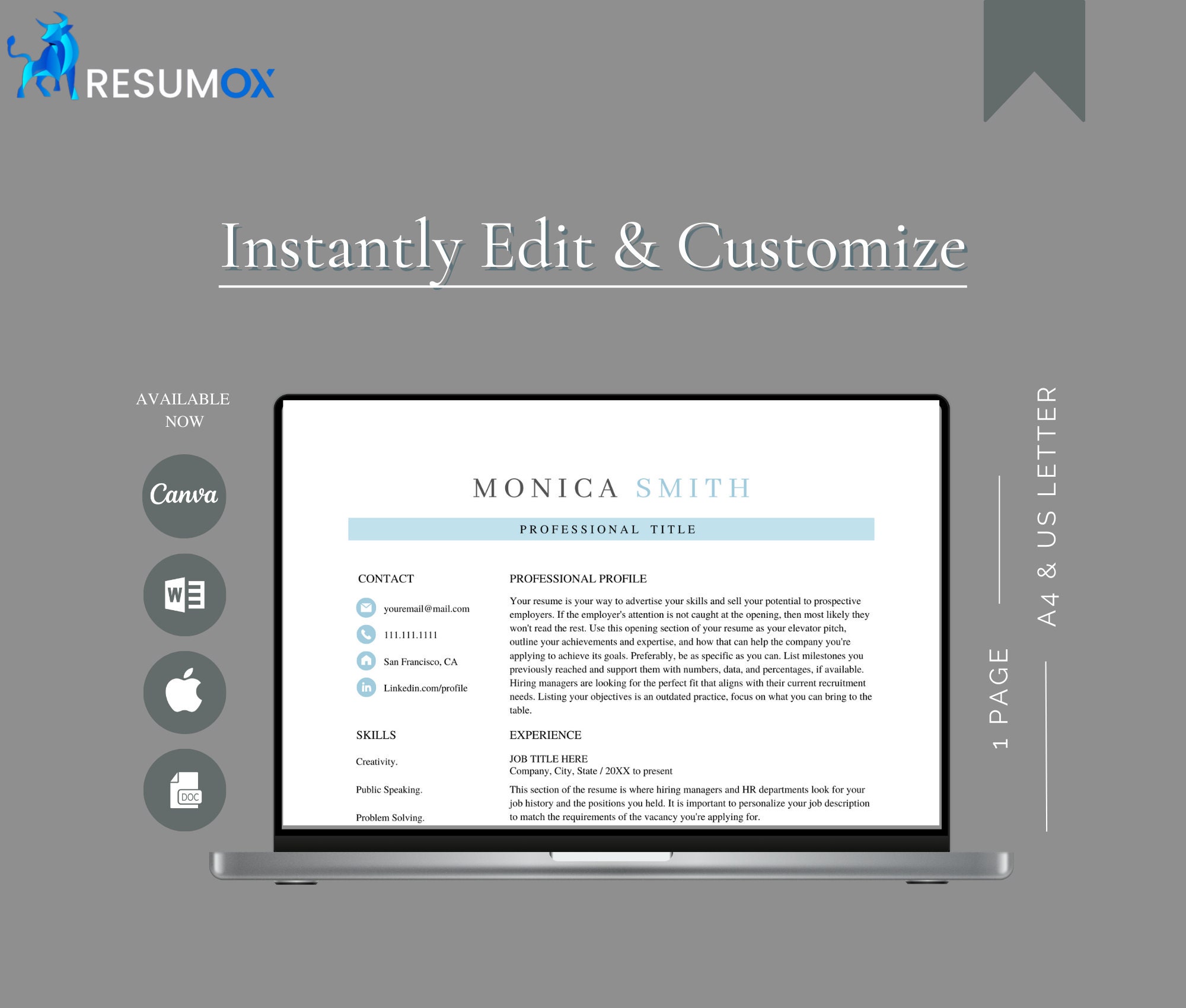 New Grad Nurse Google Docs Resume Template Teacher Resume - Etsy
