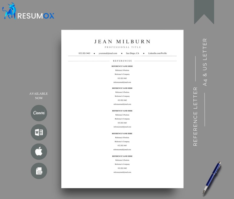 Modern Resume Template Google Docs & Word | Professional Executive ...