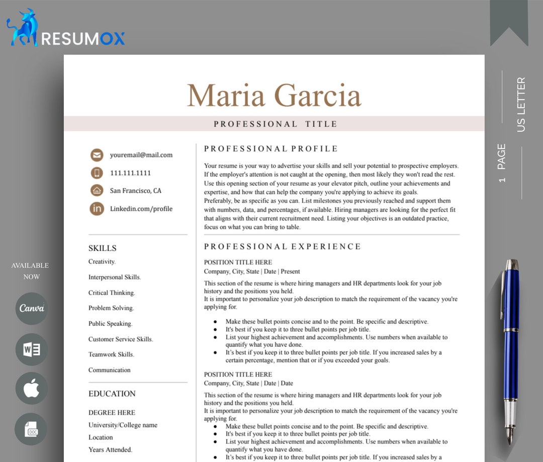 Teacher Resume Template, Secretary Resume Template, Assistant Resume ...