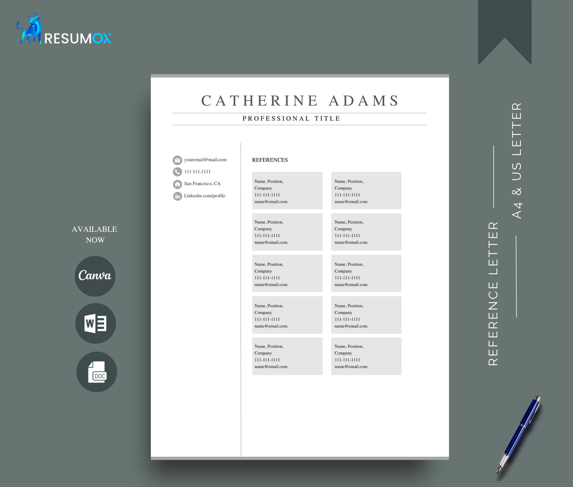 Resume Template Google Docs, Teacher Resume, Word Resume Template ...