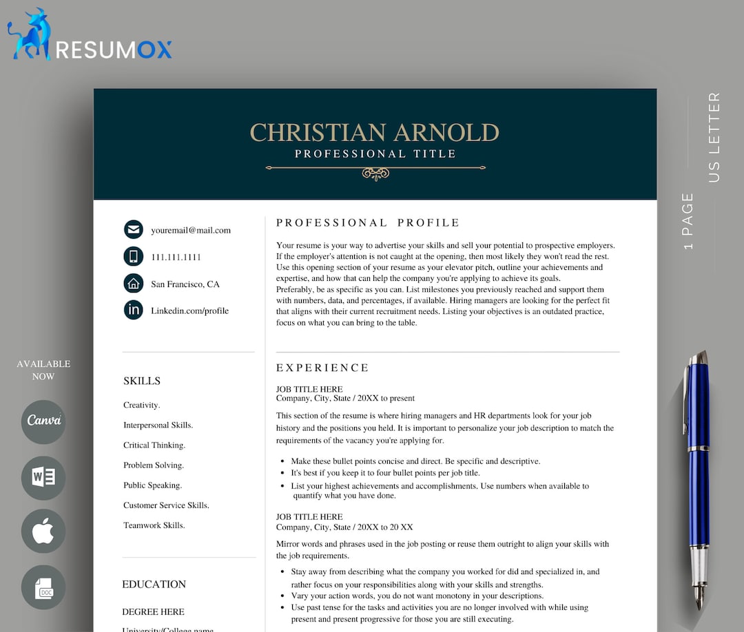 Professional Resume Template Google Docs - Functional Resume CV ...