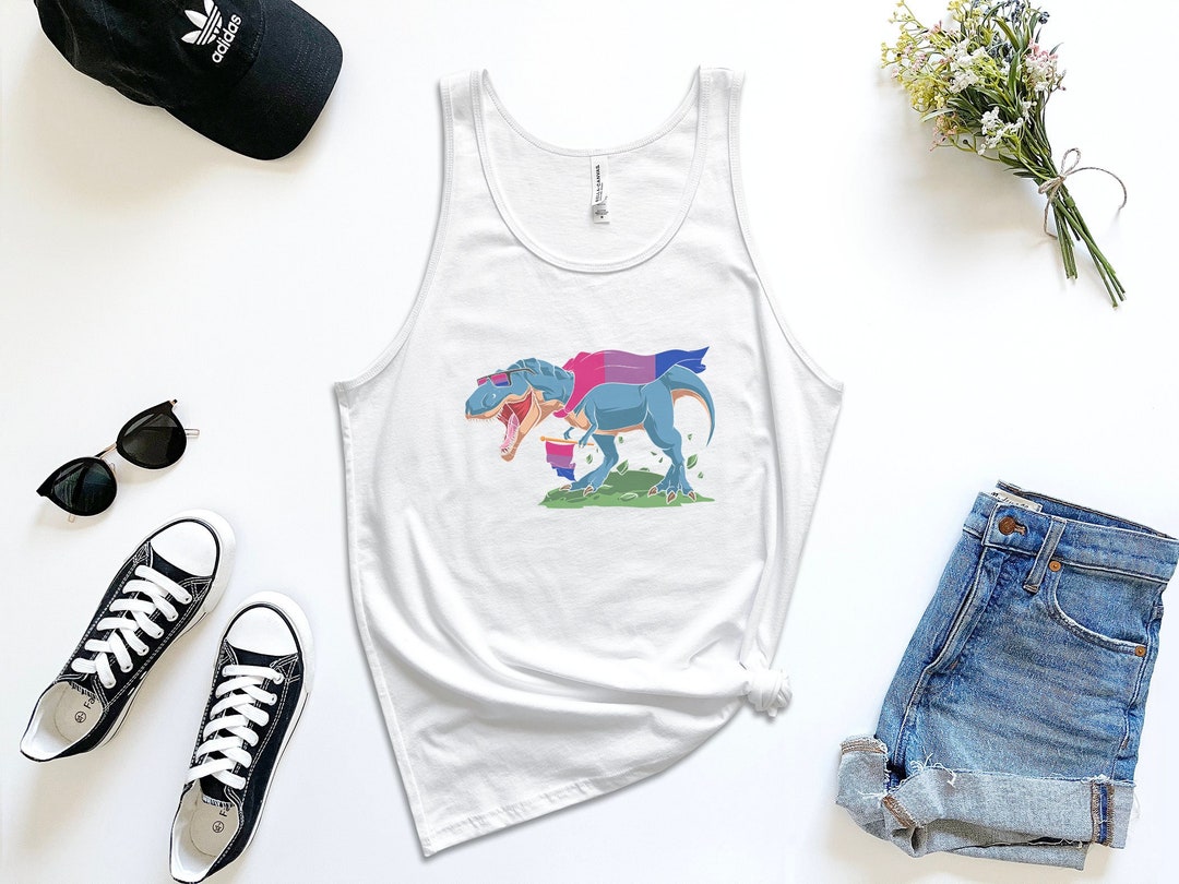 Bisex Trex Bisexual Dinosaur Bi T-rex Bi Pride Tank Top Bisexual Pride ...