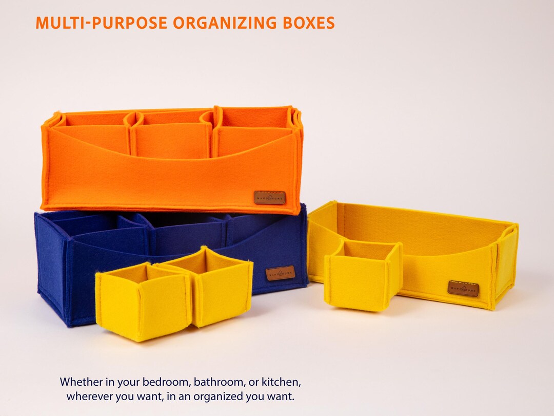 Felt Home Organizer | 3 Boxes & 3 Pockets Storage Set, 36 Colors ...