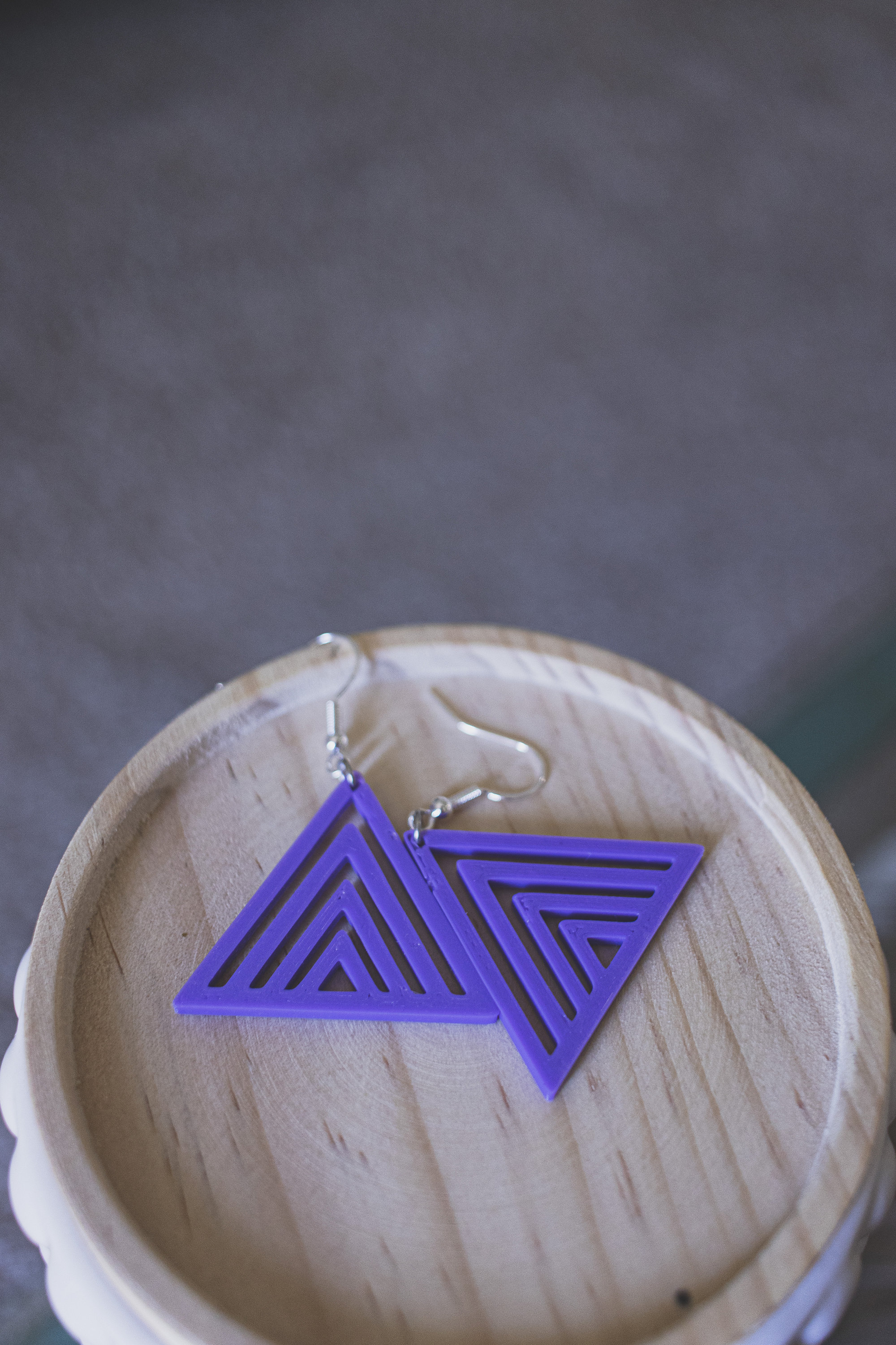 Pretty 3d Printed Triangular Shape Purple Dangle Earrings. - Etsy