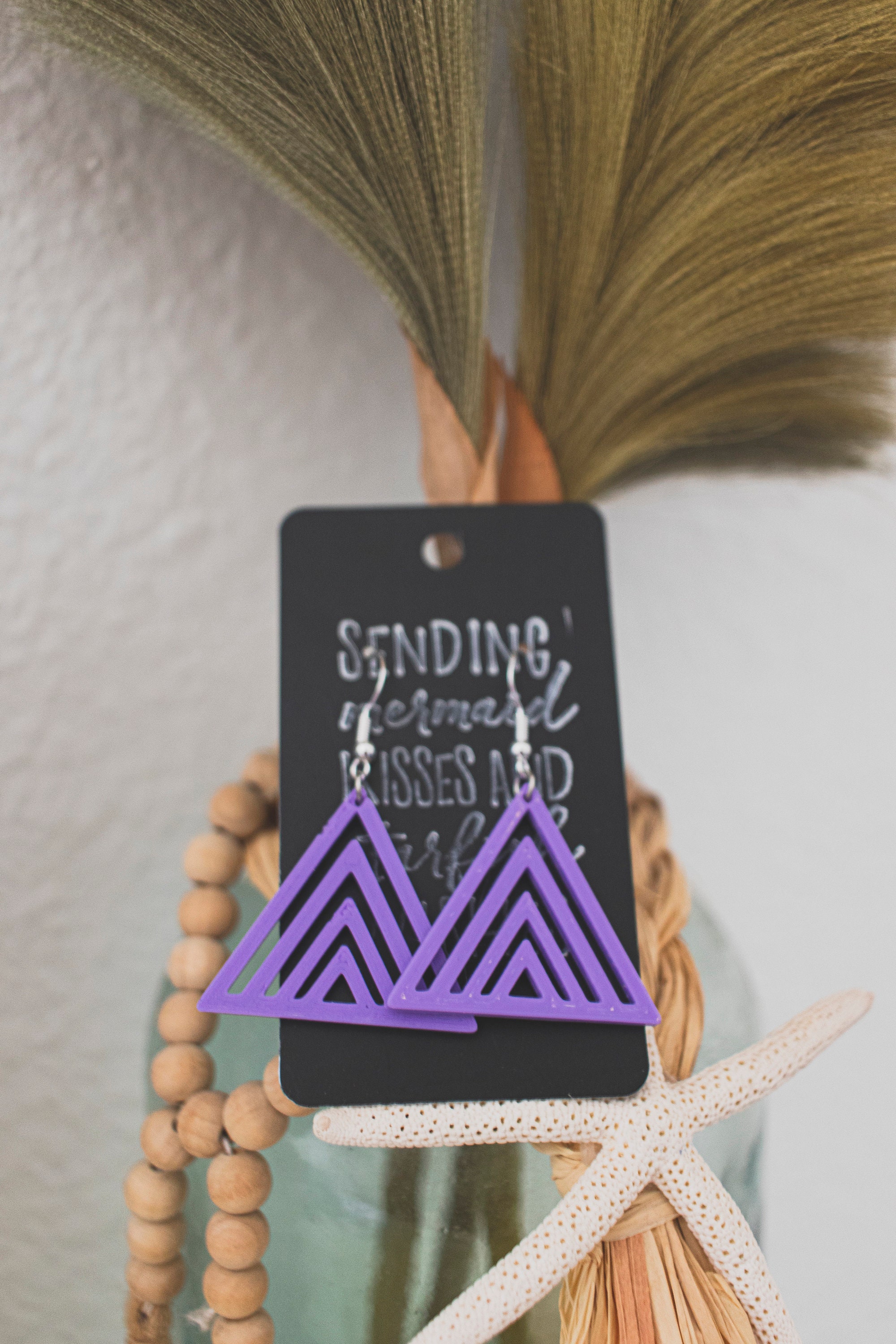Pretty 3d Printed Triangular Shape Purple Dangle Earrings. - Etsy