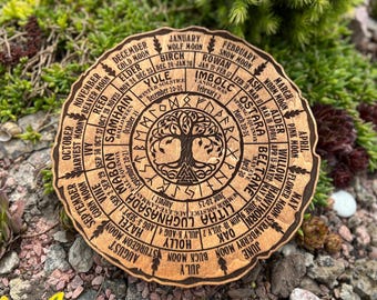 Celtic Tree Calendar, Wheel of the Year Wood Sign, Tree of Life, Pagan ...