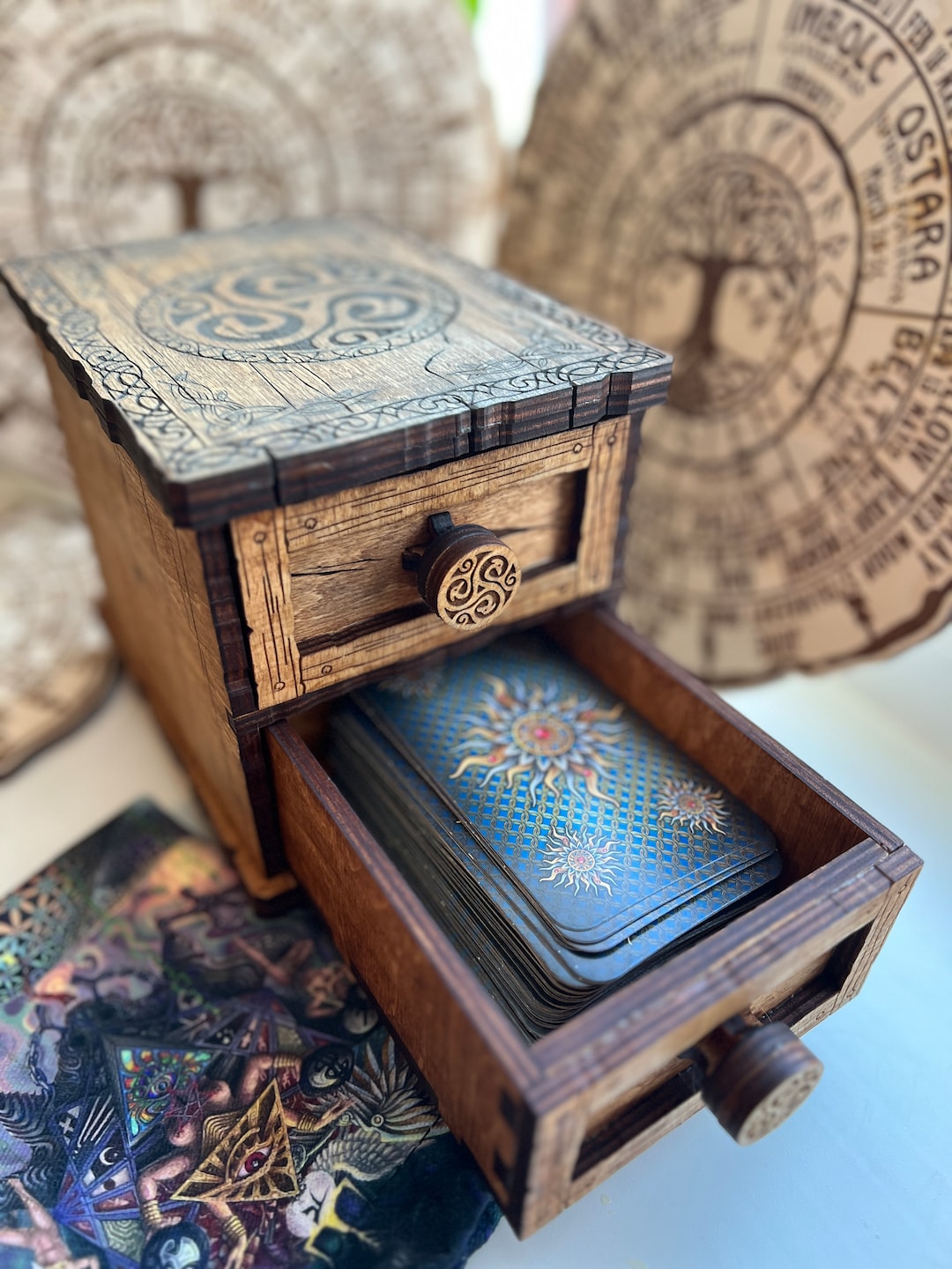 Tarot Deck Holder, Tarot Card Holder, Drawer Box, Tarot Organization ...