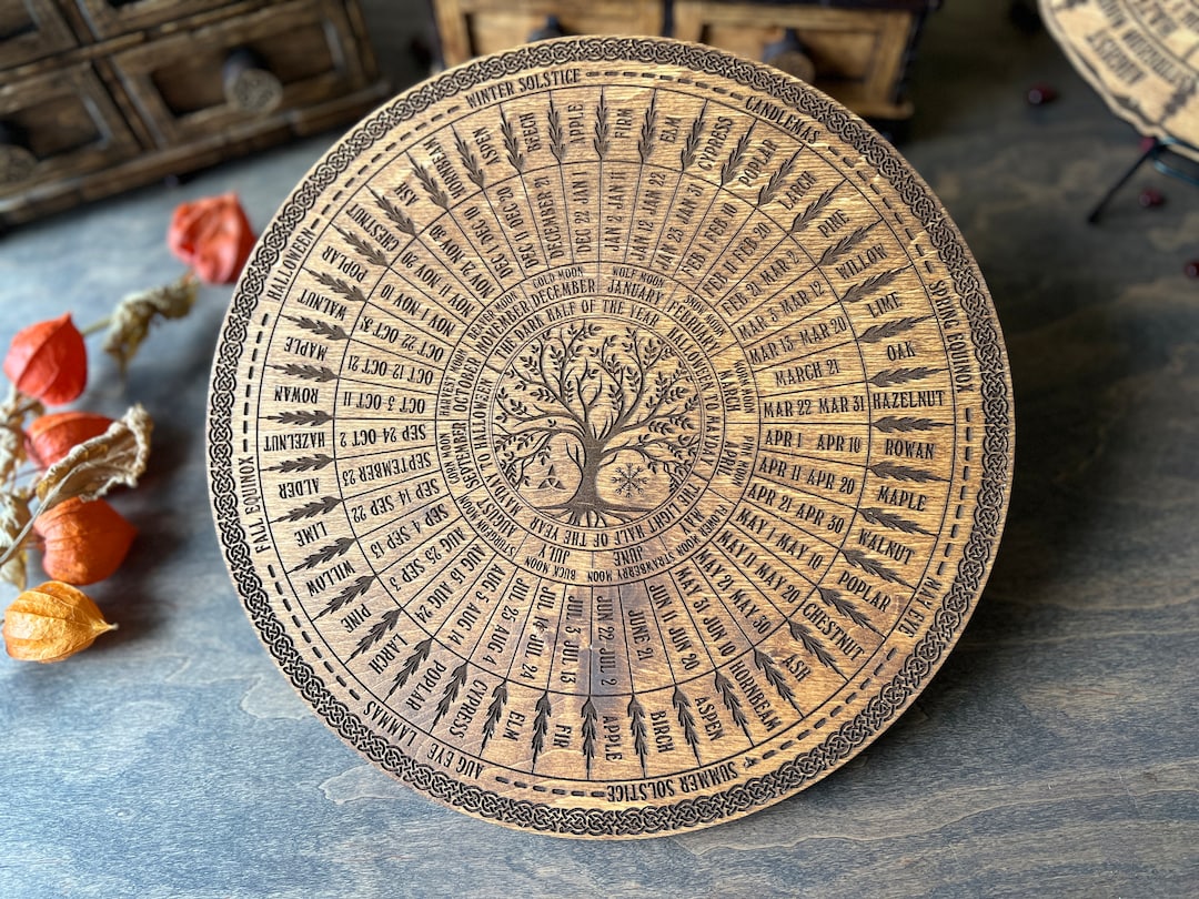 Celtic Tree Calendar, Wheel of the Year Wood Sign, Tree of Life, Pagan ...