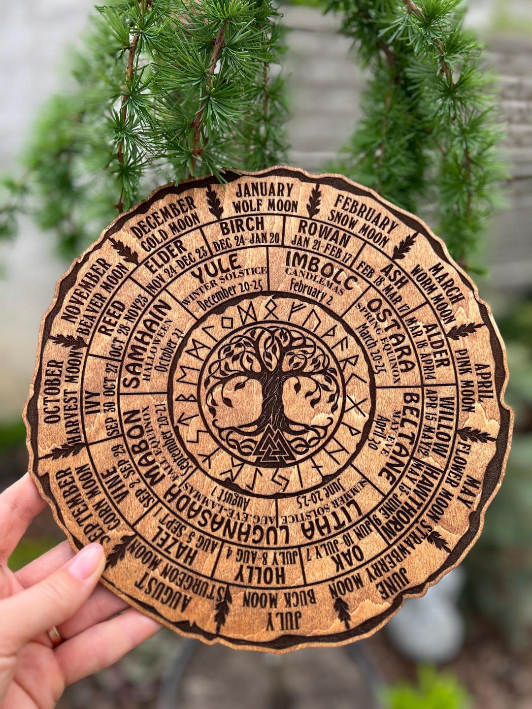 Celtic Tree of Life Calendar, Wheel of the Year Wood Sign, Tree of Life ...